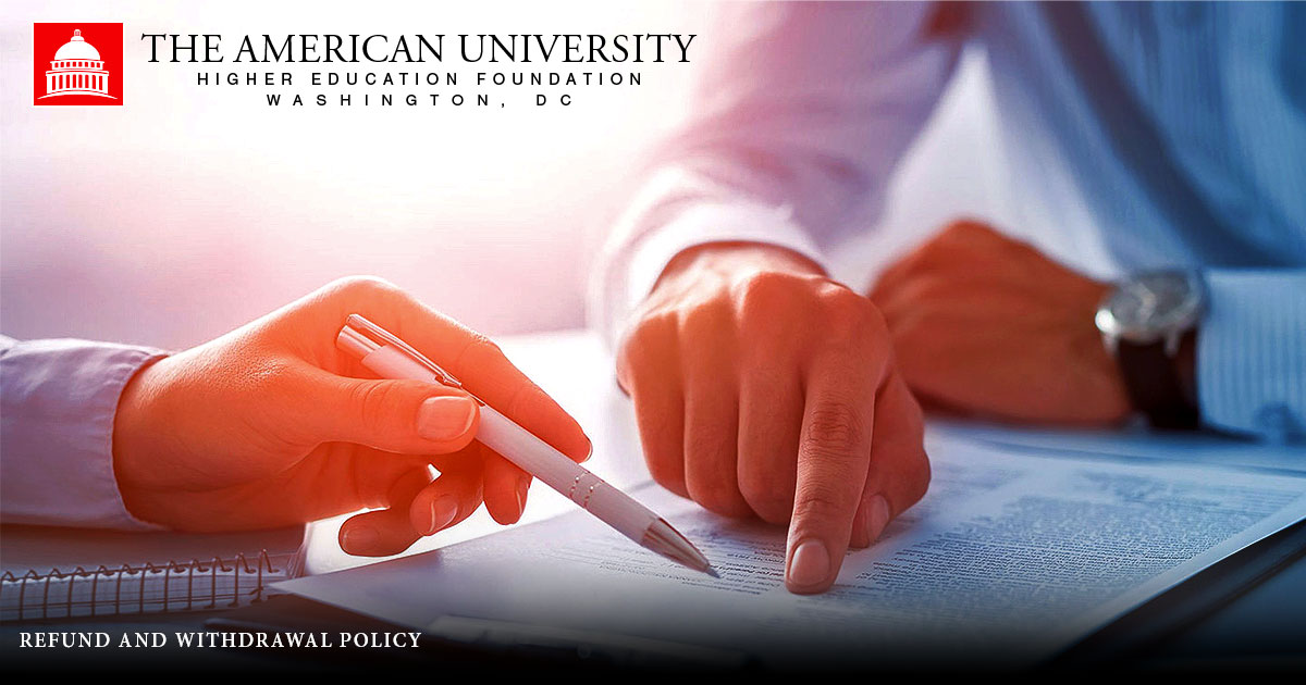 REFUND AND WITHDRAWAL POLICY - The American University | Washington D.C